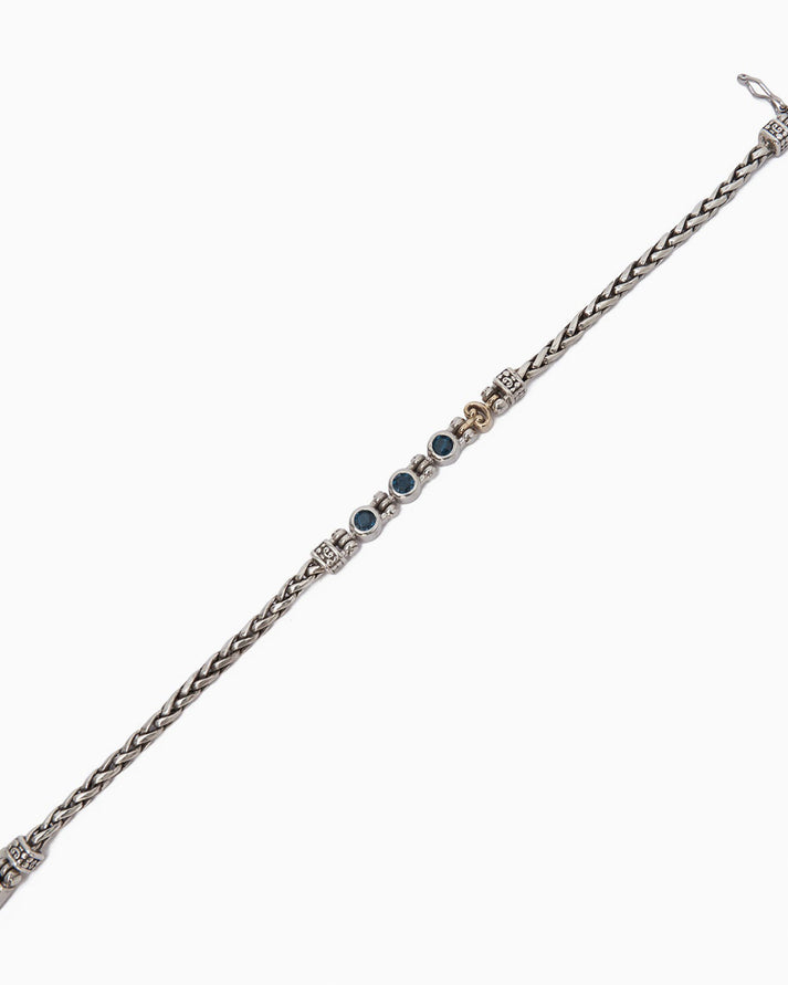 Link Bracelet with Triple Stones - London Blue Topaz - Vibe Jewelry