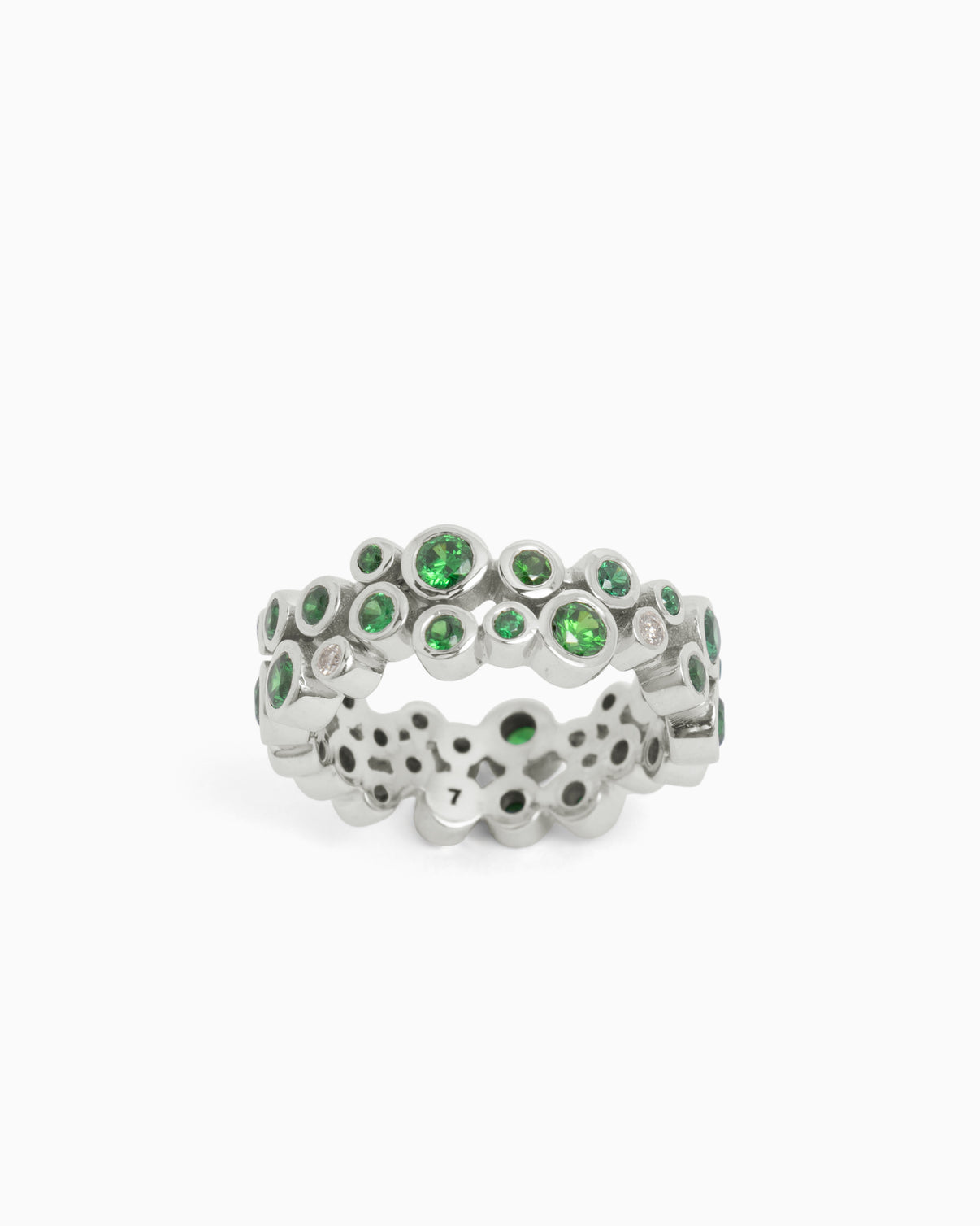 Diamond & Gemstone Bubble Ring - Green Zircon/Diamond - Vibe Jewelry