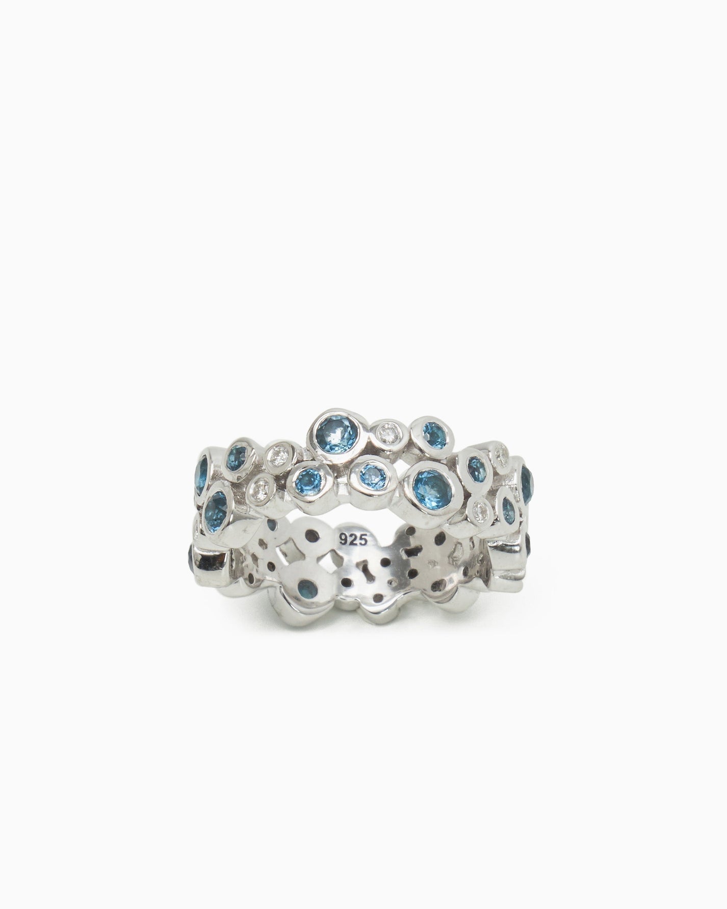 Diamond & Gemstone Bubble Ring - London Blue Topaz/Diamond - Vibe Jewelry